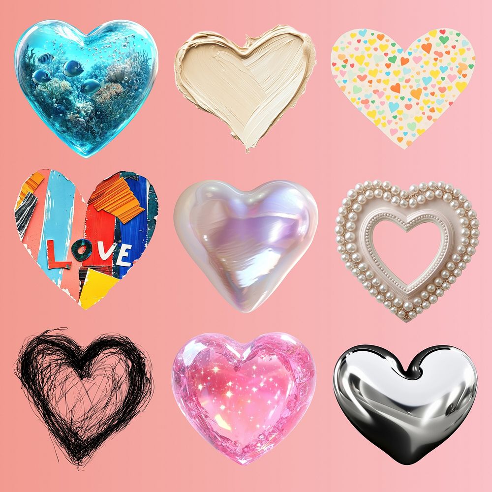 Heart shape design element set | Free Photo - rawpixel