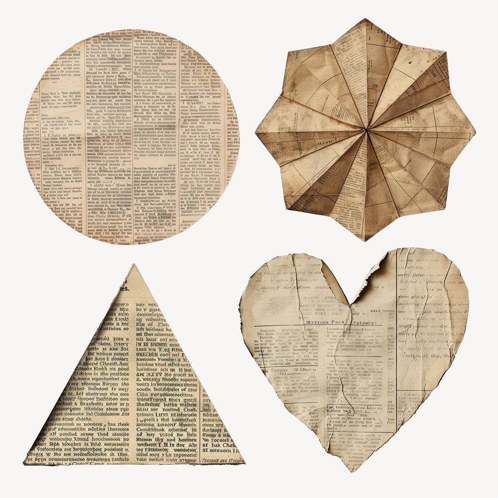 Newspaper geometric shape collage design | Free Photo - rawpixel