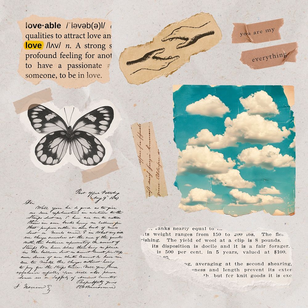 Aesthetic paper collage design element | Premium PSD - rawpixel