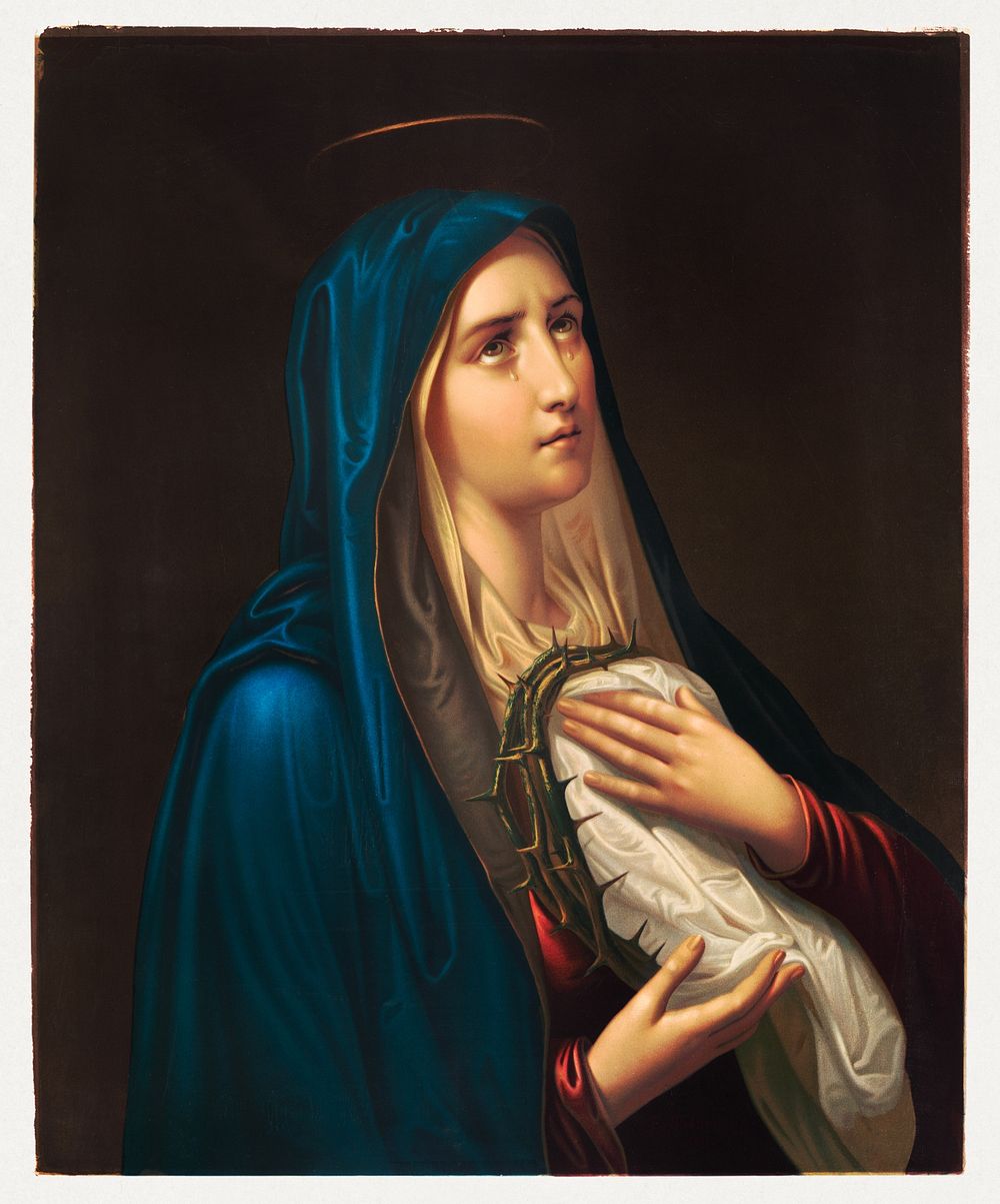 Virgin Mary crying. Original public | Free Photo Illustration - rawpixel