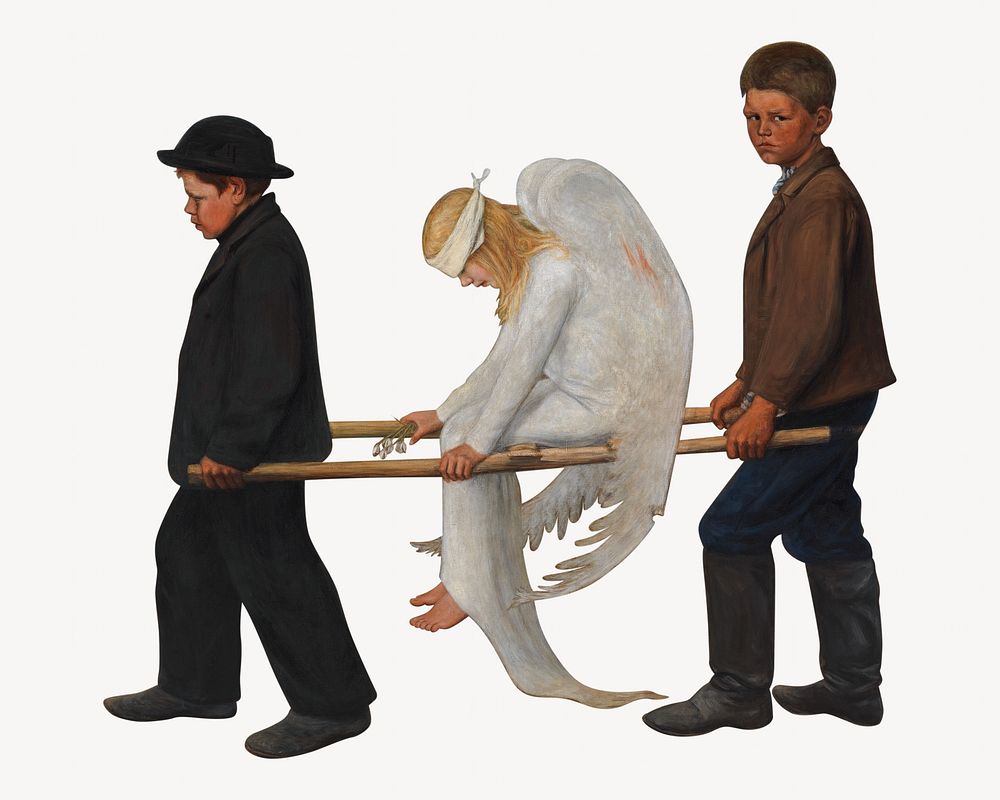 wounded angel, 1903, Hugo Simberg. | Free Photo Illustration - rawpixel