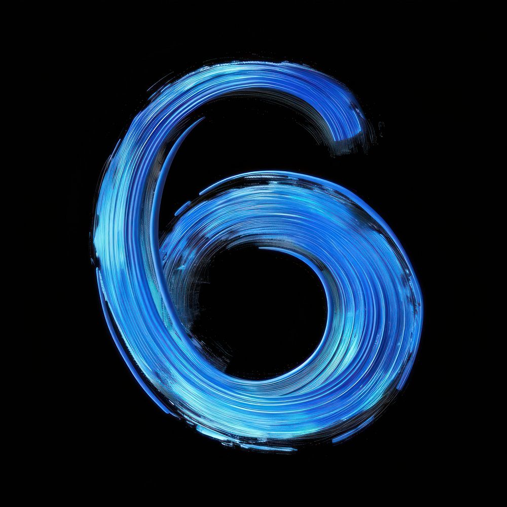 Number 6 blue illustration brushstroke. | Free Photo Illustration ...