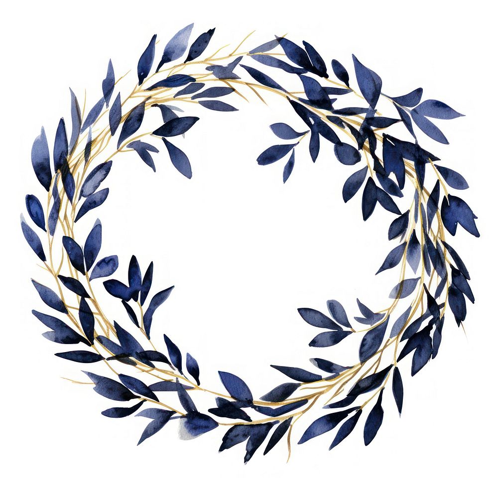 Indigo branch wreath illustration watercolor | Free Photo Illustration ...