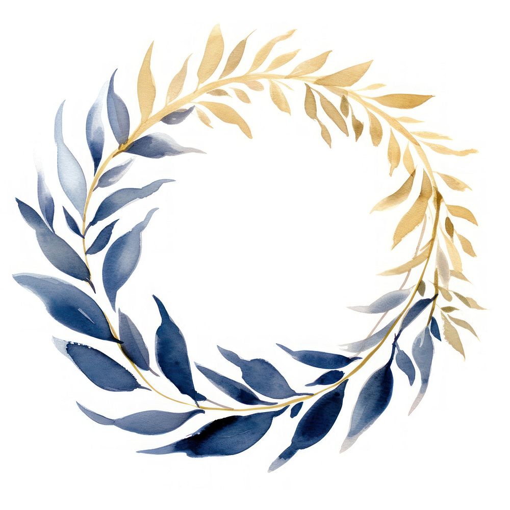 Indigo gold leaf wreath illustration | Free Photo Illustration - rawpixel