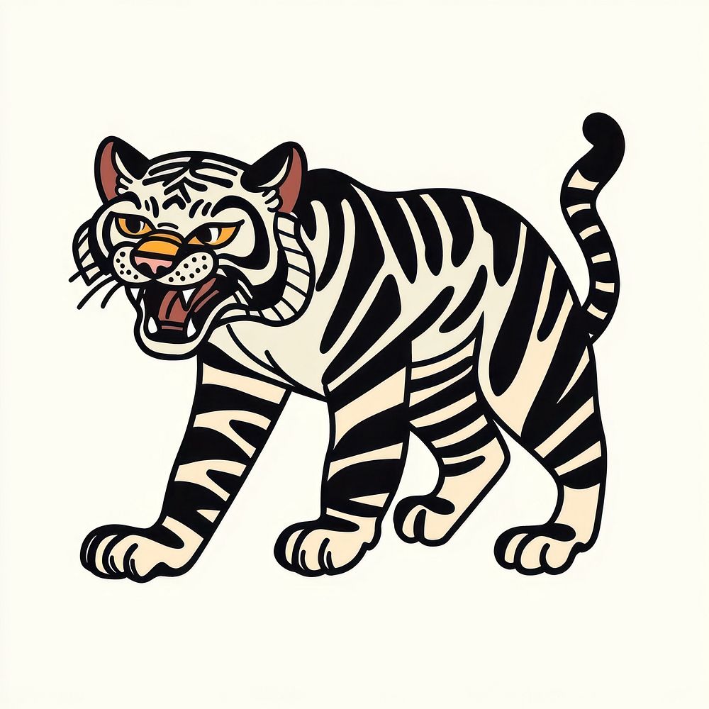 Tiger crawling illustration wildlife vintage. | Free Photo Illustration - rawpixel