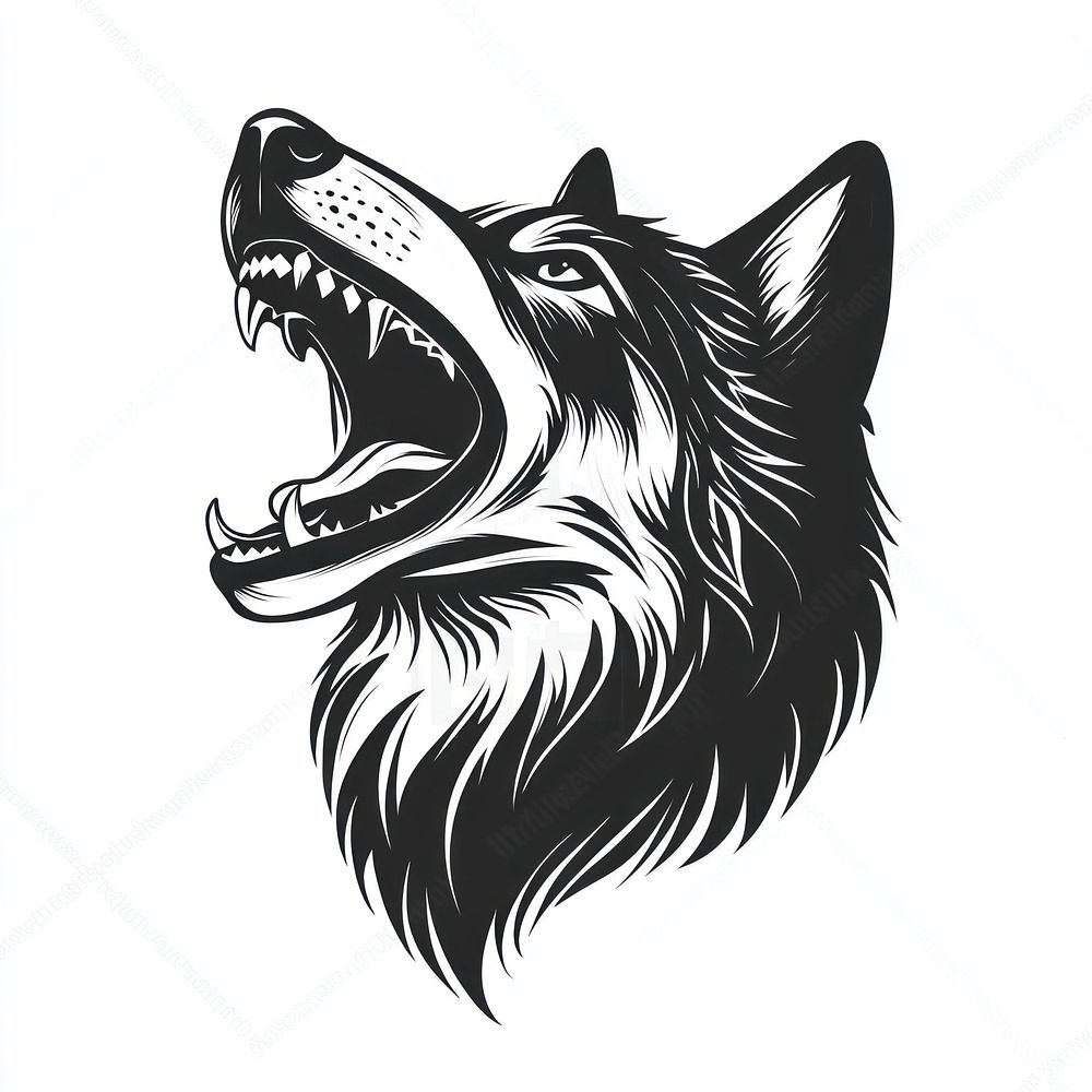 Wolf roar art illustration animal. | Free Photo Illustration - rawpixel