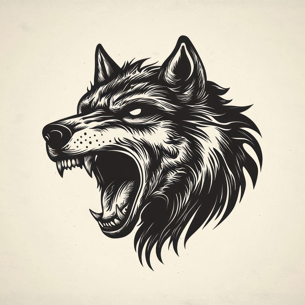 Wolf roar art illustration animal. | Free Photo Illustration - rawpixel