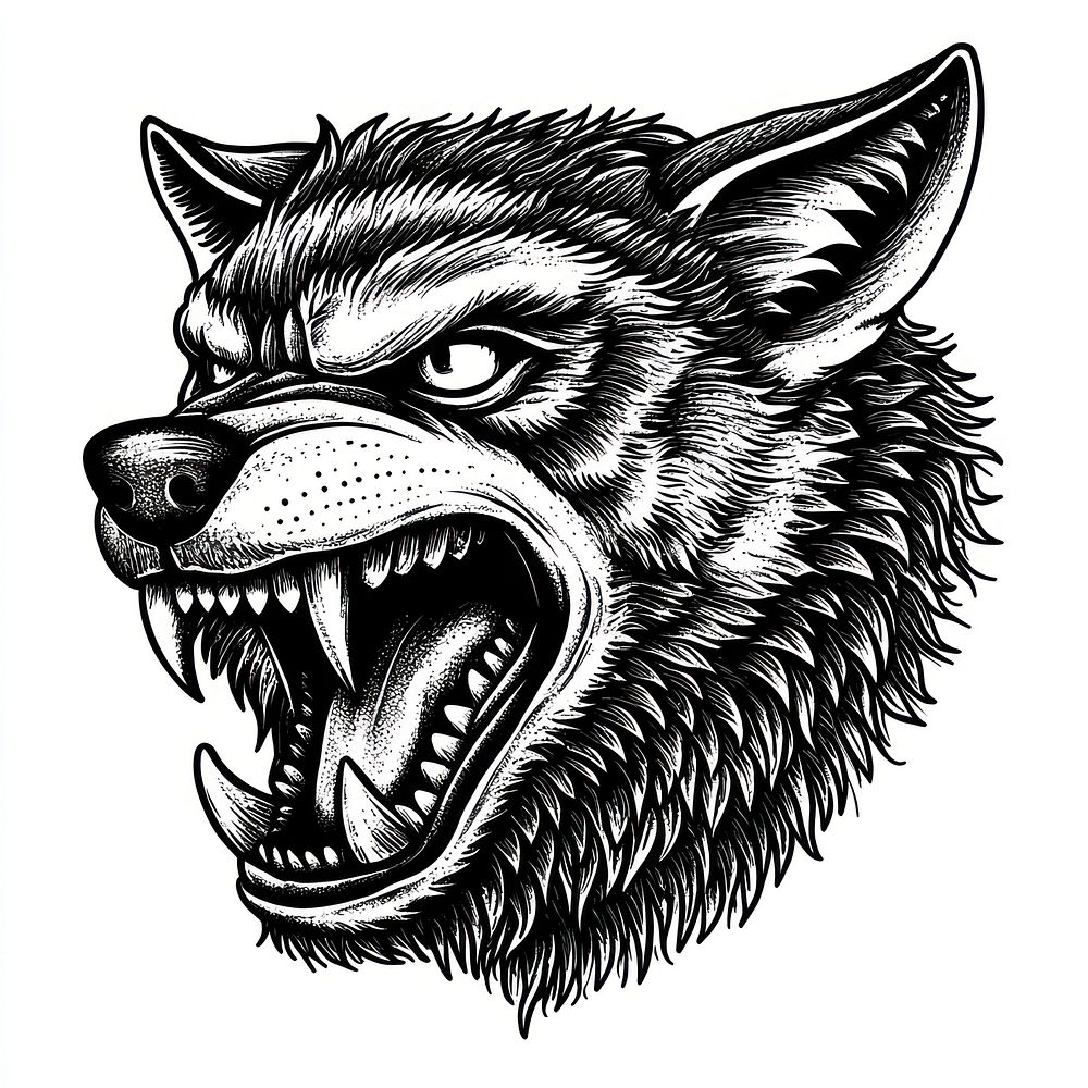 Wolf roar art illustration drawing. | Free Photo Illustration - rawpixel