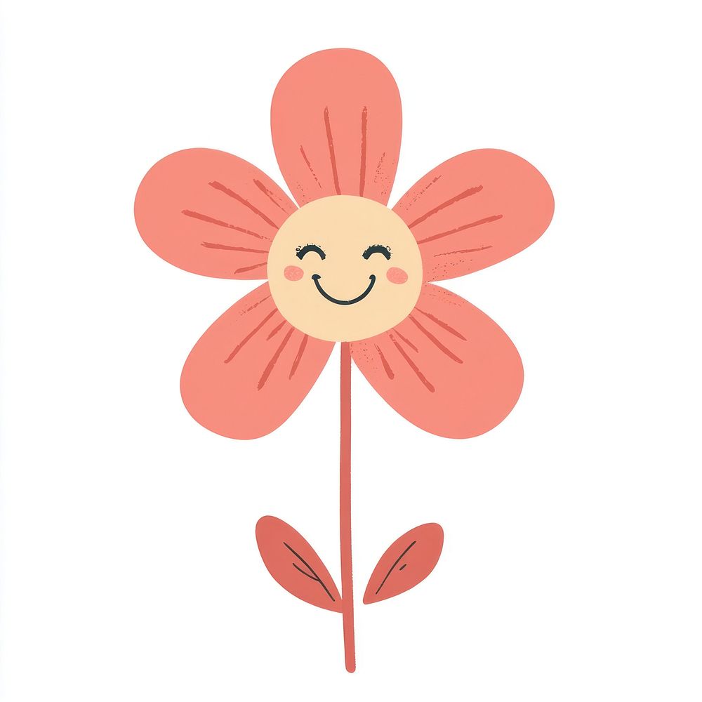 Cute smiling pink flower illustration | Free Photo Illustration - rawpixel