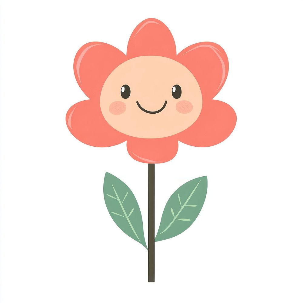 Cute smiling pink flower illustration | Free Photo Illustration - rawpixel