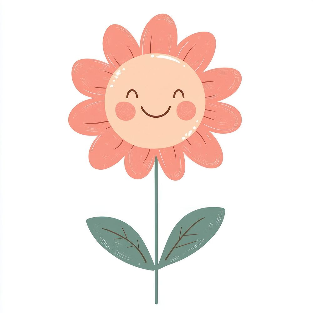 Cute smiling pink flower illustration | Free Photo Illustration - rawpixel