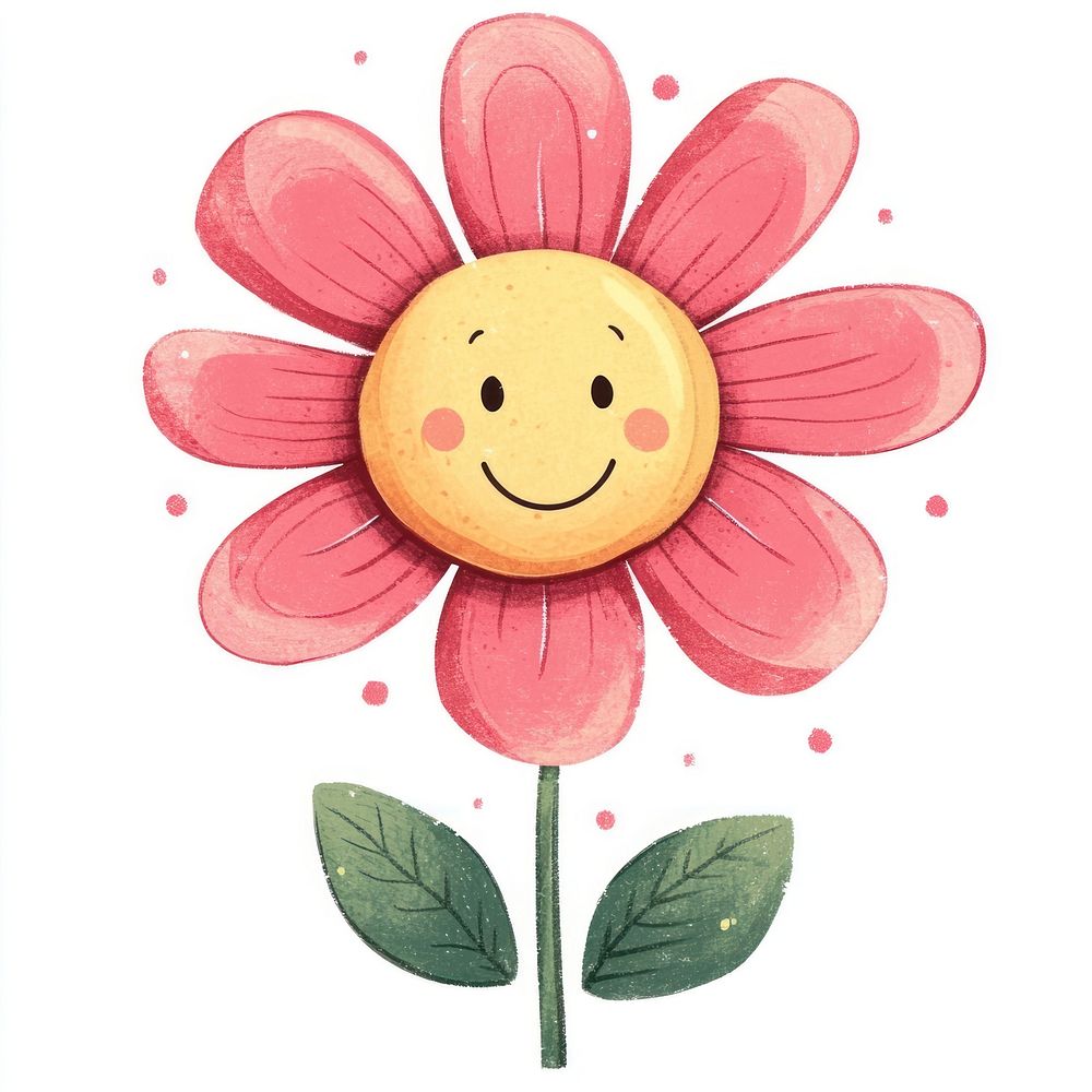 Cute smiling pink flower illustration | Free Photo Illustration - rawpixel