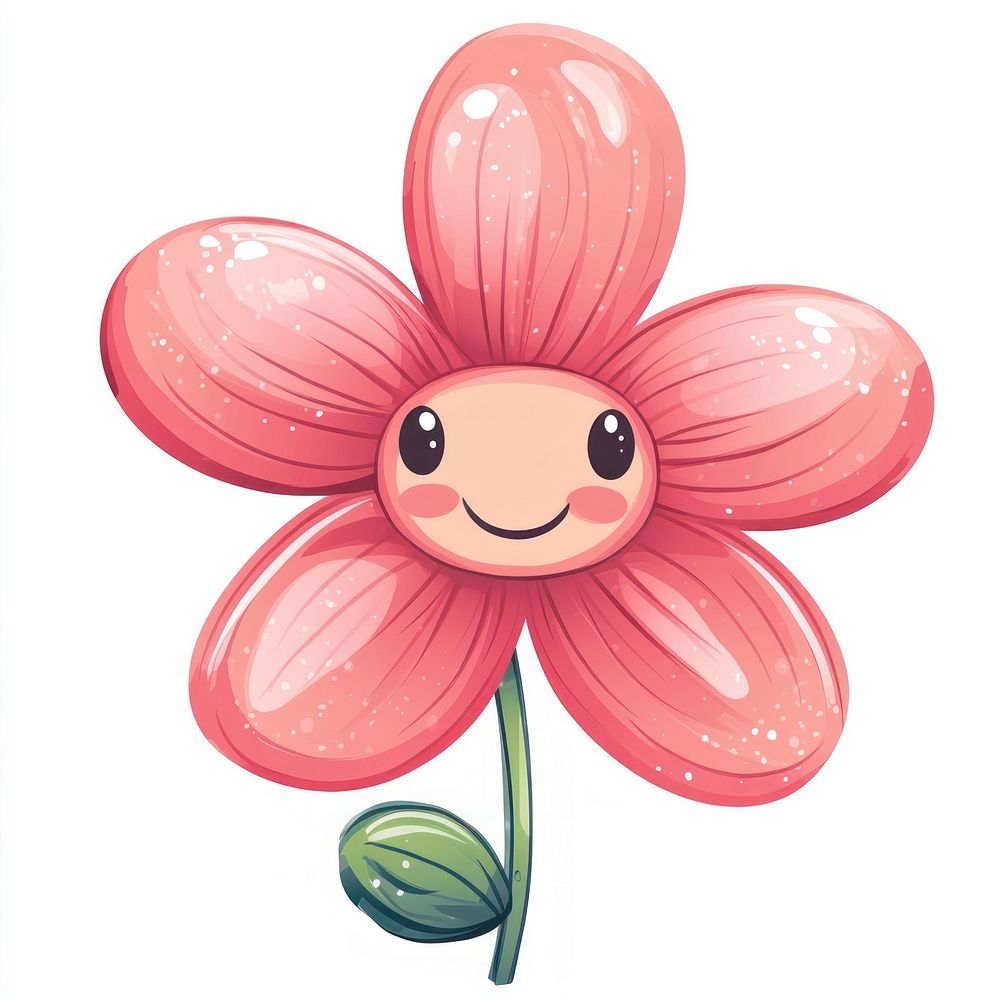 Cute smiling pink flower illustration | Free Photo Illustration - rawpixel