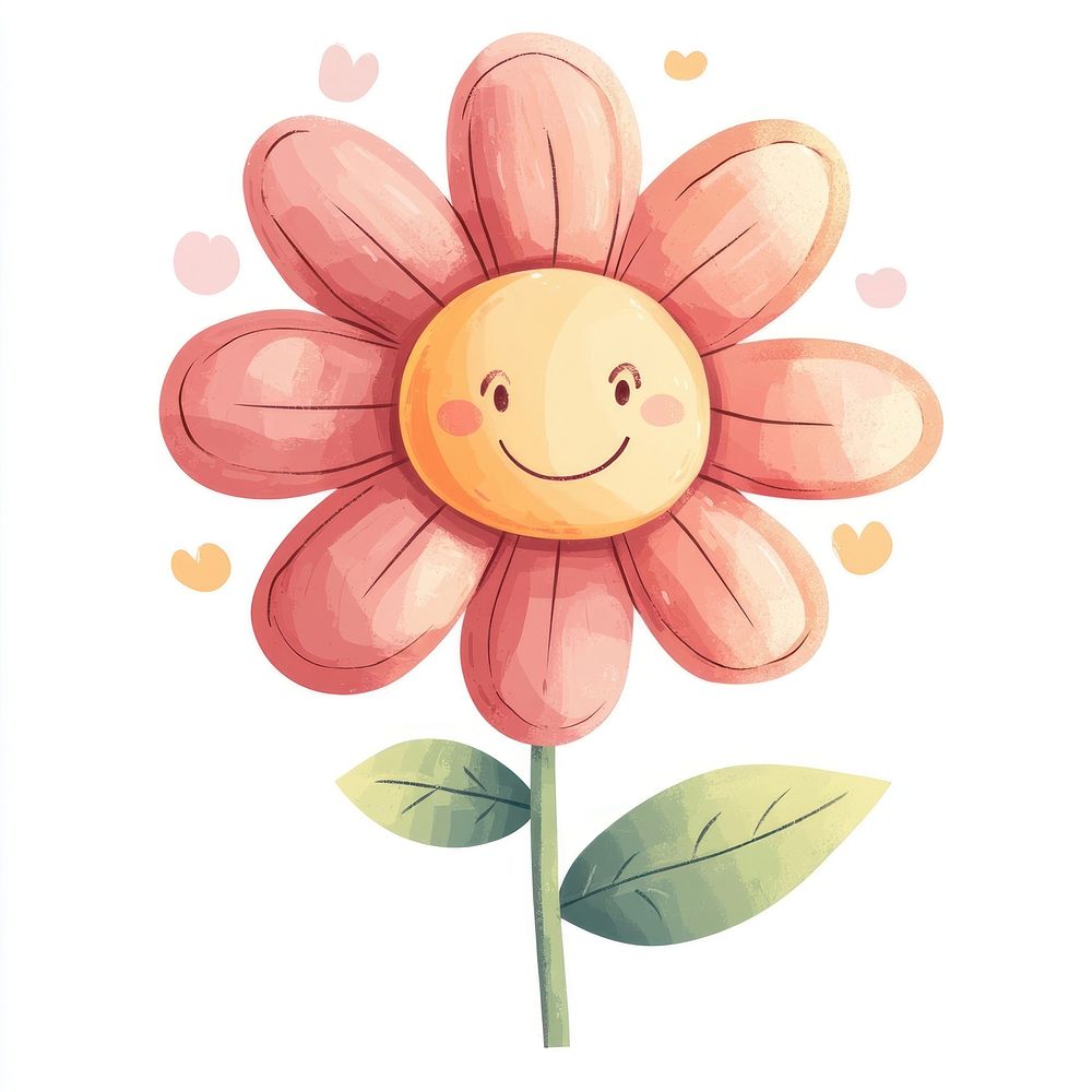 Cute smiling pink flower illustration | Free Photo Illustration - rawpixel
