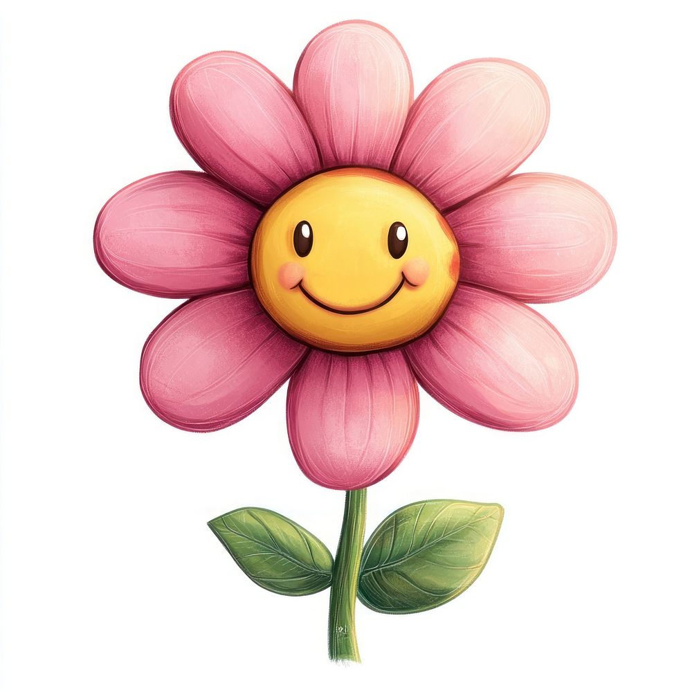 Cute smiling pink flower illustration | Free Photo Illustration - rawpixel