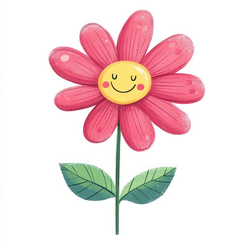 Cute smiling pink flower illustration | Free Photo Illustration - rawpixel