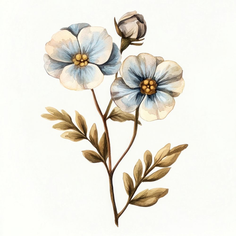 Aesthetic Forget-Me-Nots flower painting art | Free Photo Illustration ...