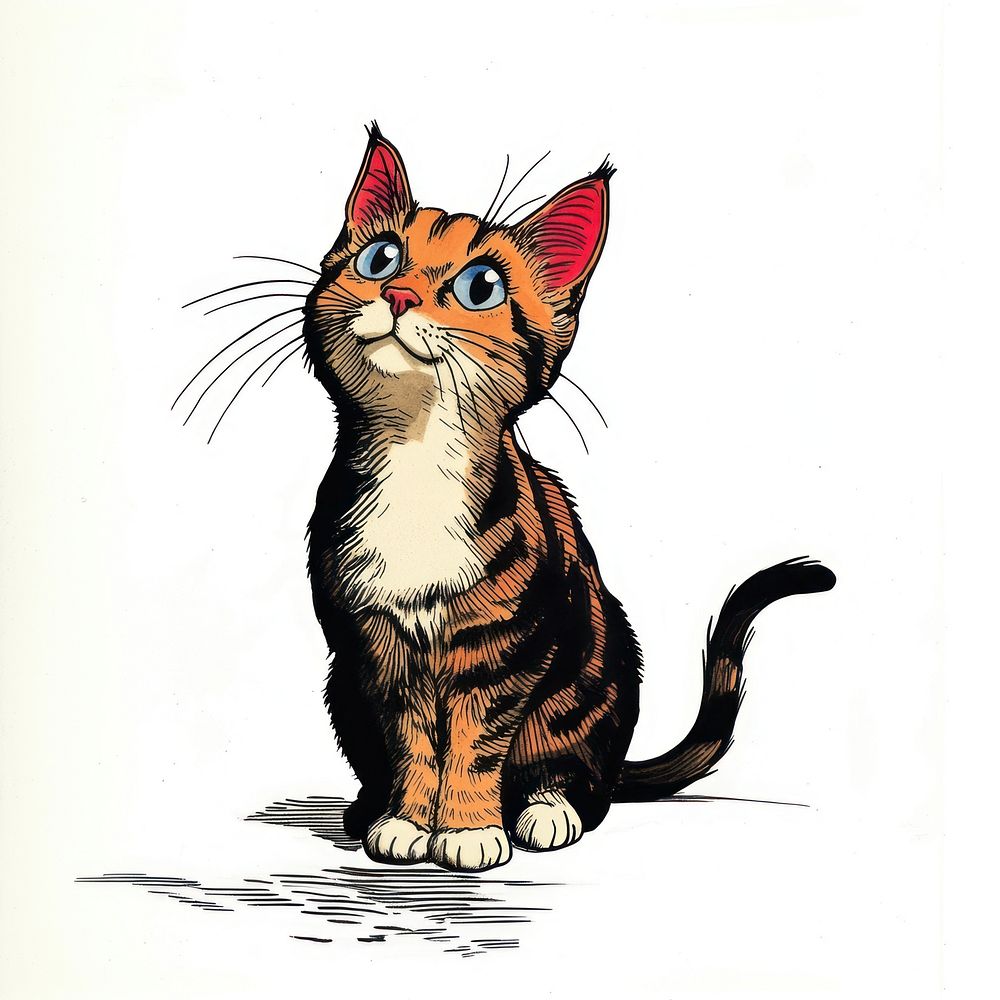 Cat illustration illustrated art. | Free Photo Illustration - rawpixel