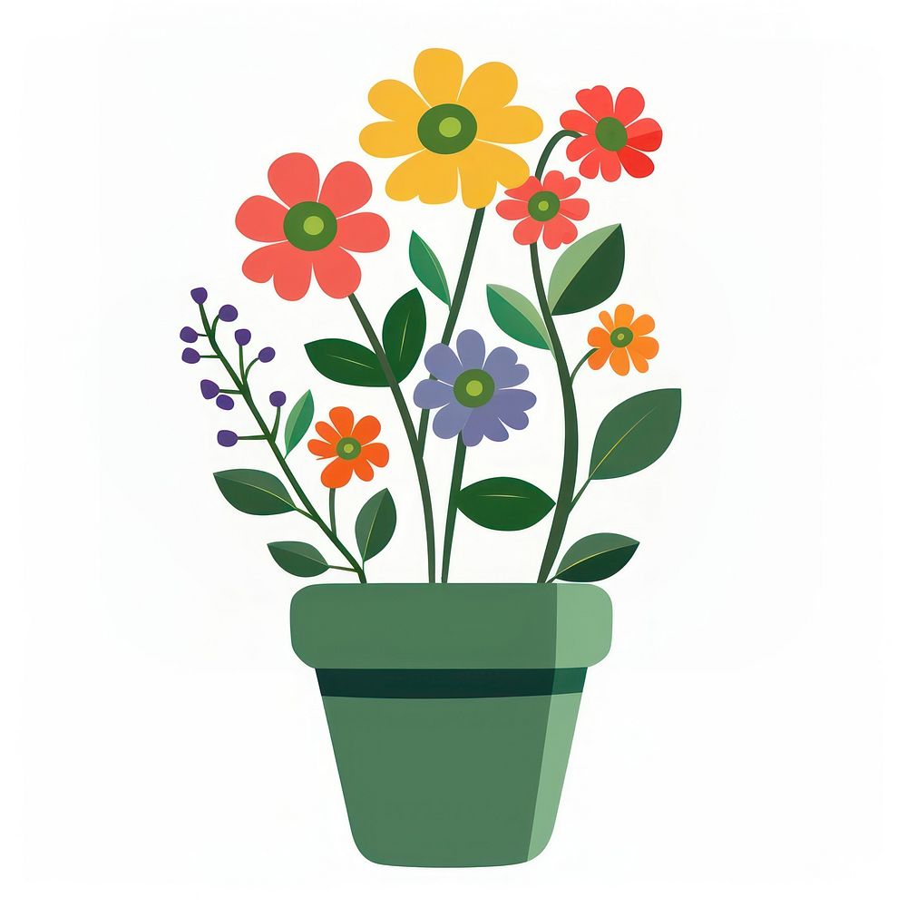 Wildflower flowers art pot. | Free Photo Illustration - rawpixel