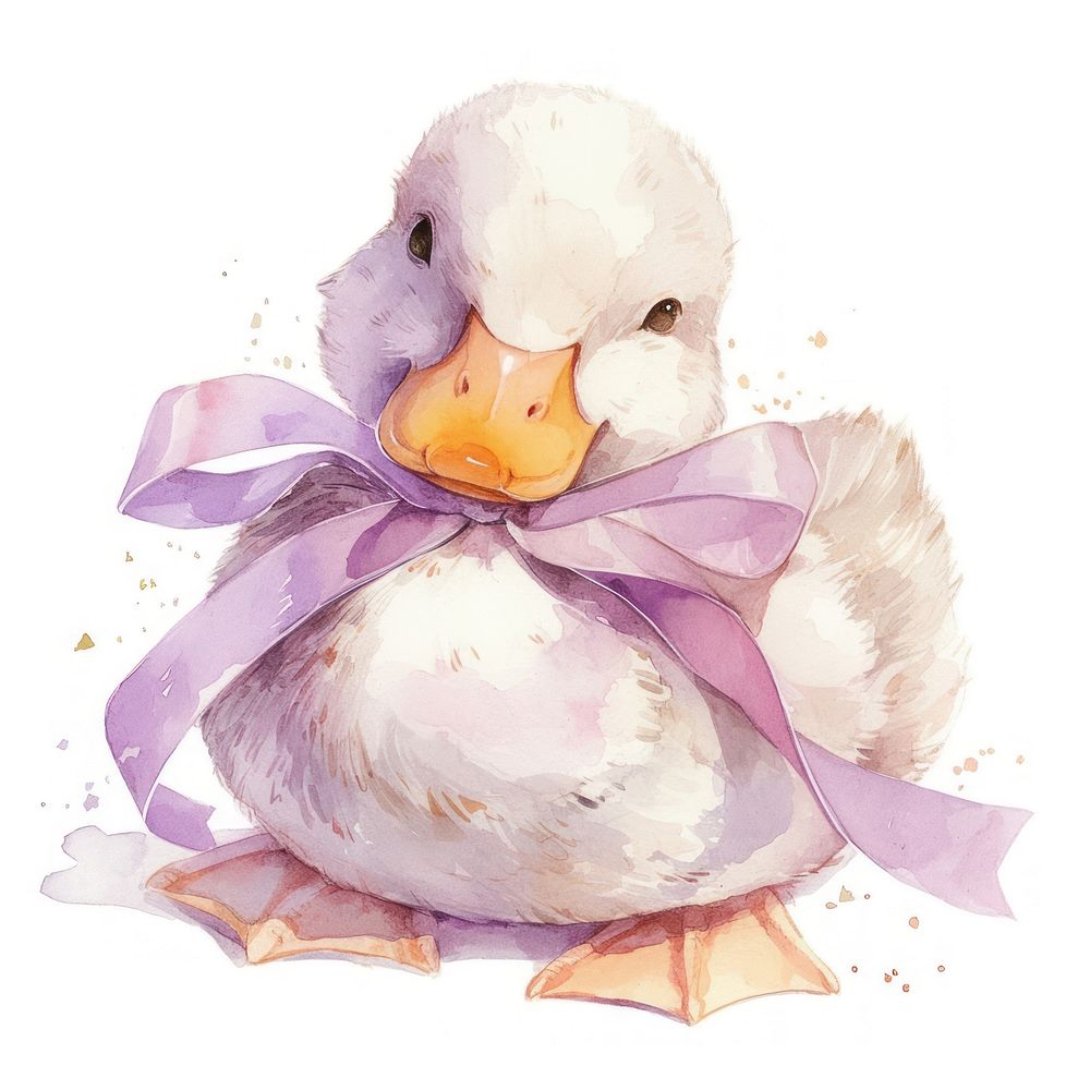 Purple coquette duck illustration watercolor | Free Photo Illustration ...