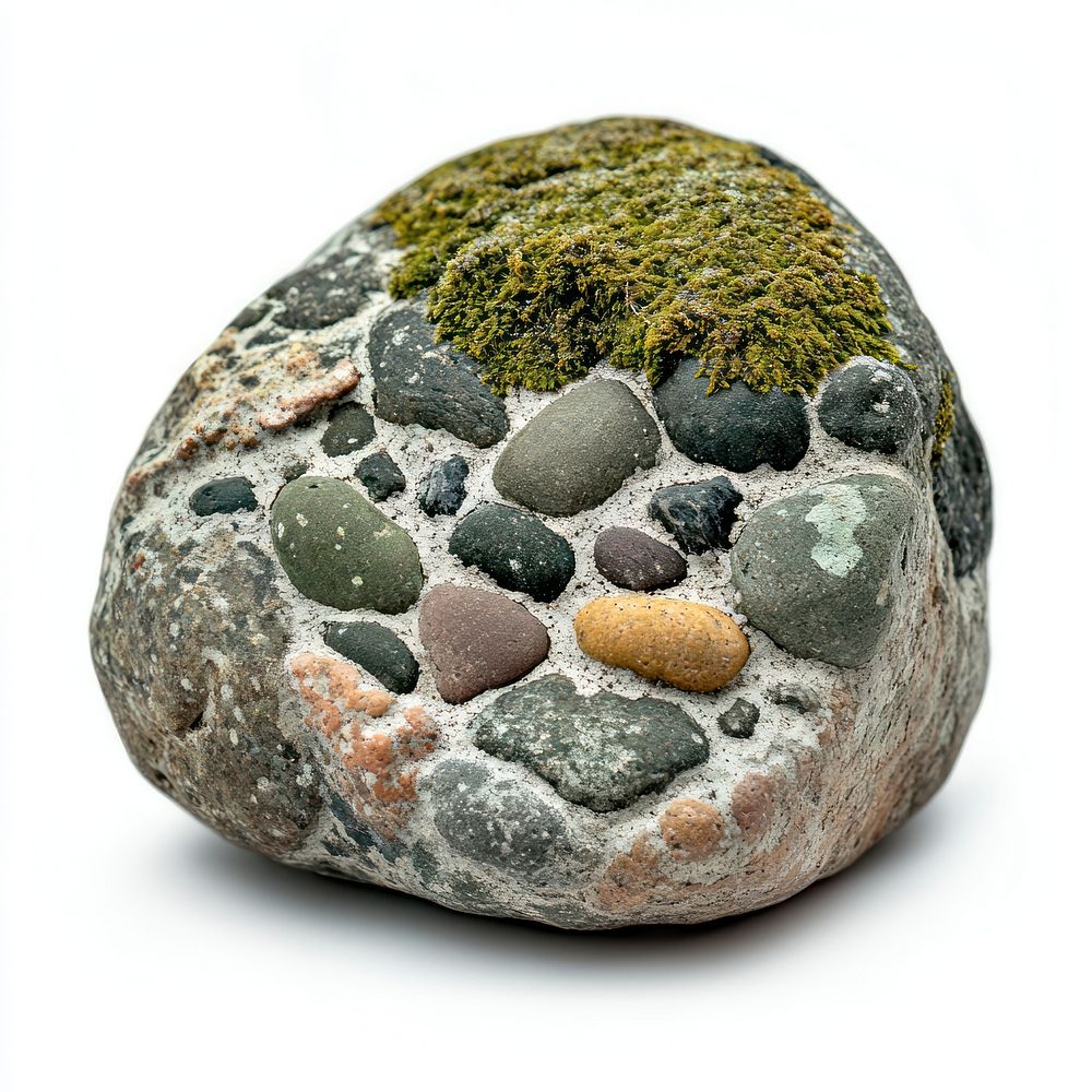Moss-Covered Conglomerate Rock pebbles rock | Free Photo - rawpixel