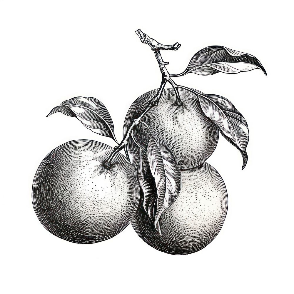 Oranges art engraved drawing. | Free Photo Illustration - rawpixel