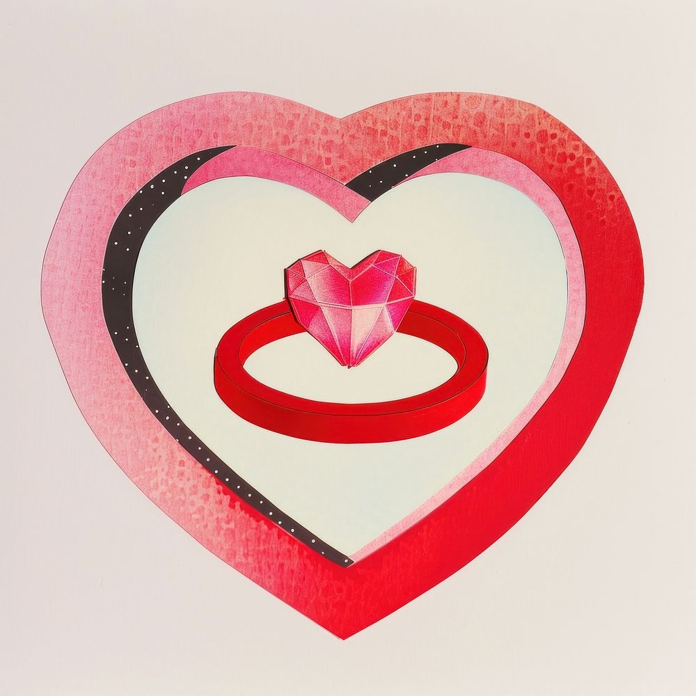 Ink heart shape diamond ring | Free Photo Illustration - rawpixel