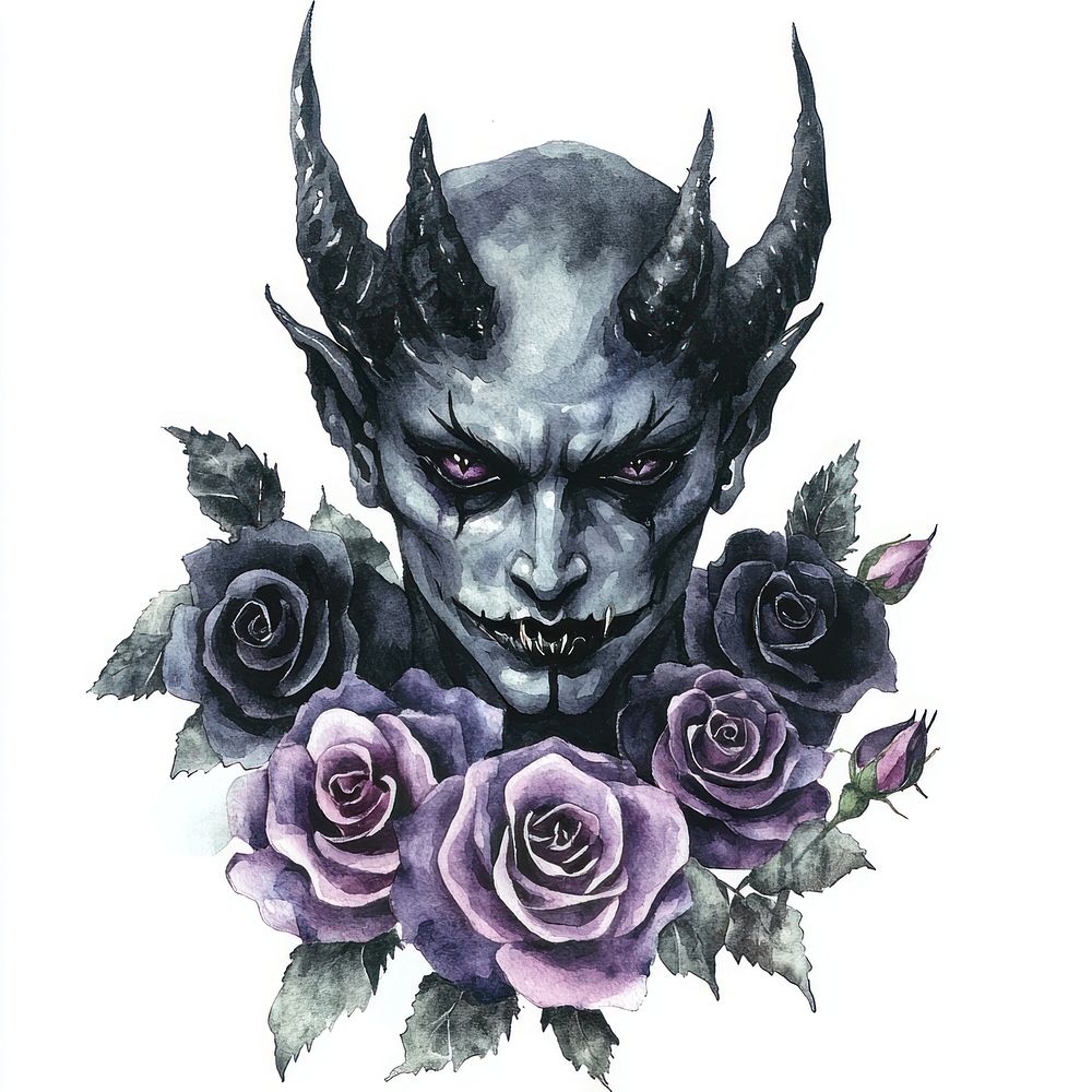 Illustration demon roses art gothic. | Free Photo Illustration - rawpixel