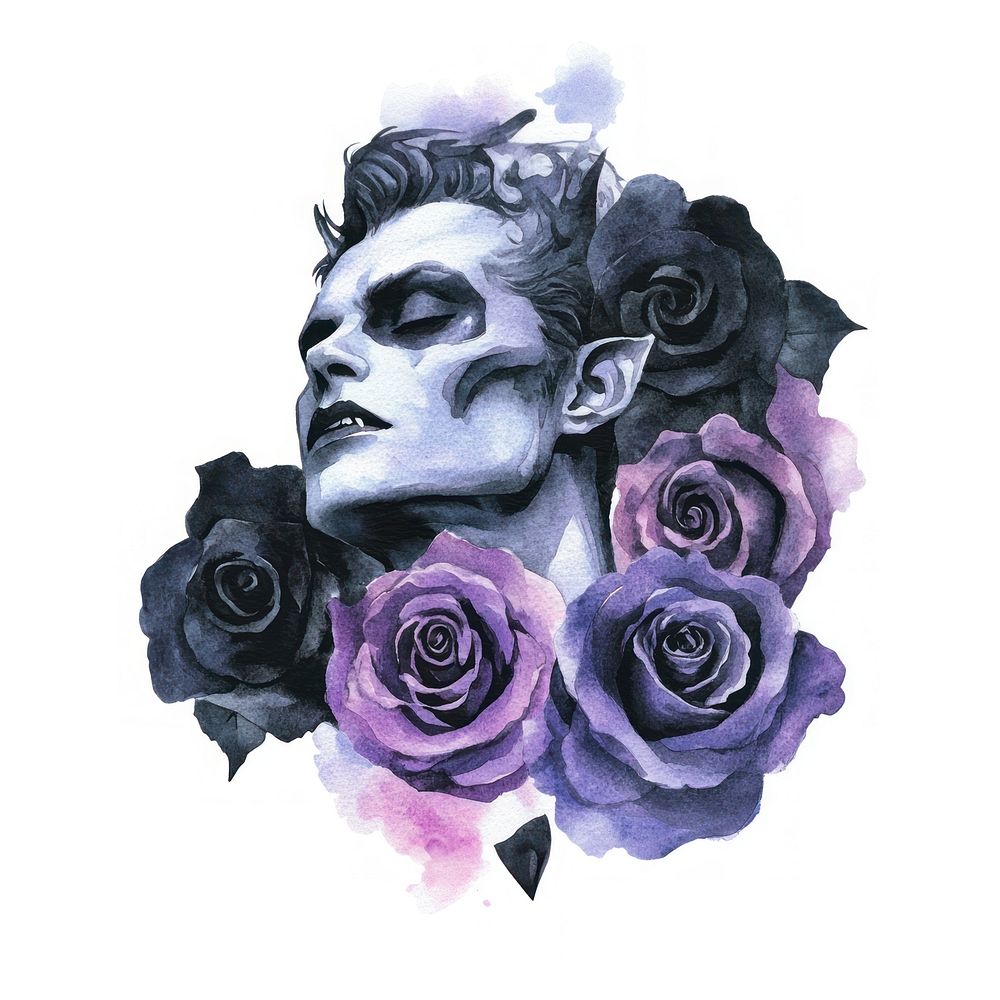 Illustration vampire roses art gothic. | Free Photo Illustration - rawpixel
