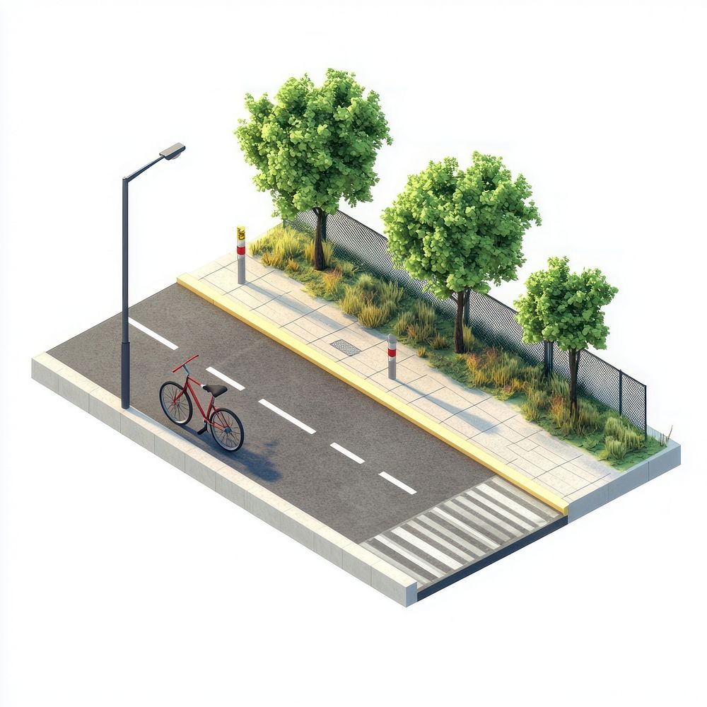Bike lane isometric sidewalk bicycle | Free Photo Illustration - rawpixel