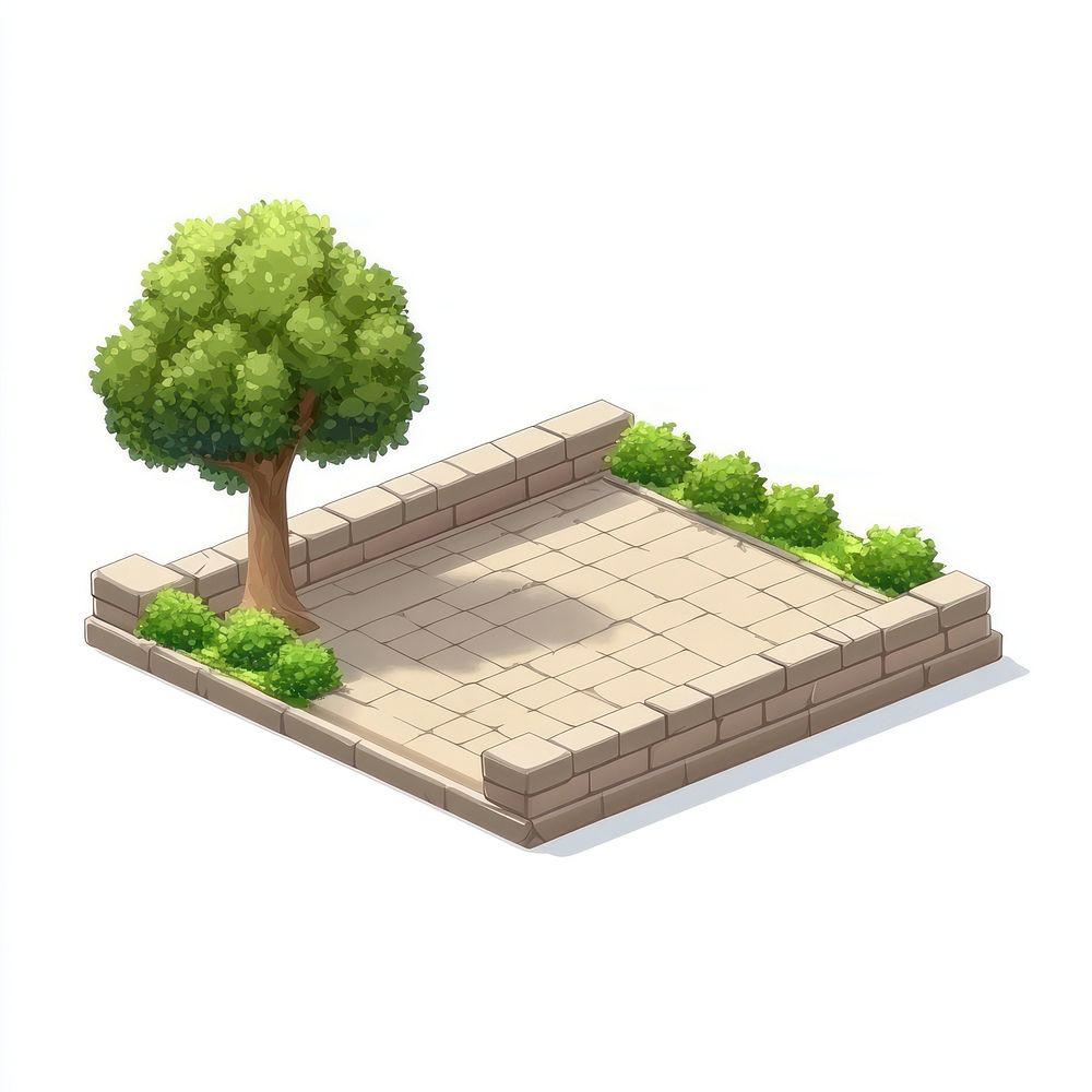 Sidewalk isometric outdoors nature. | Free Photo Illustration - rawpixel