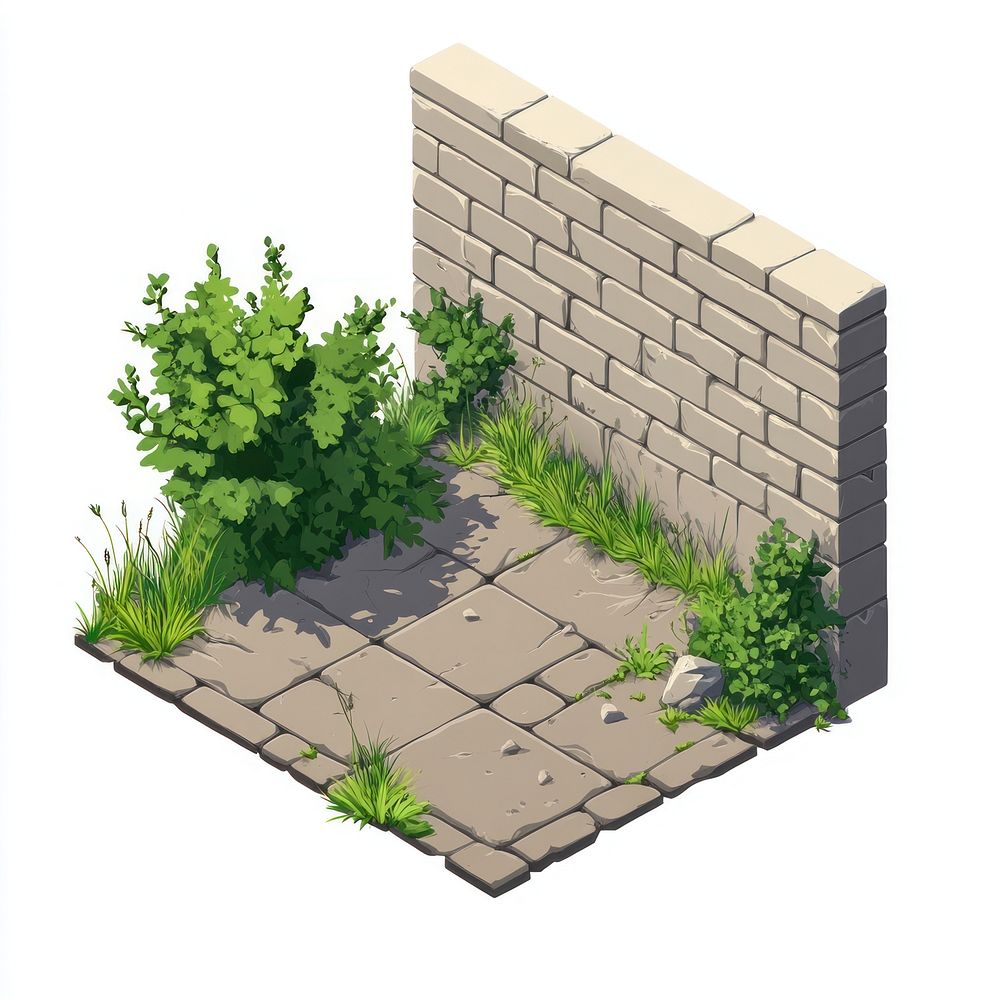 Sidewalk isometric outdoors nature. | Free Photo Illustration - rawpixel