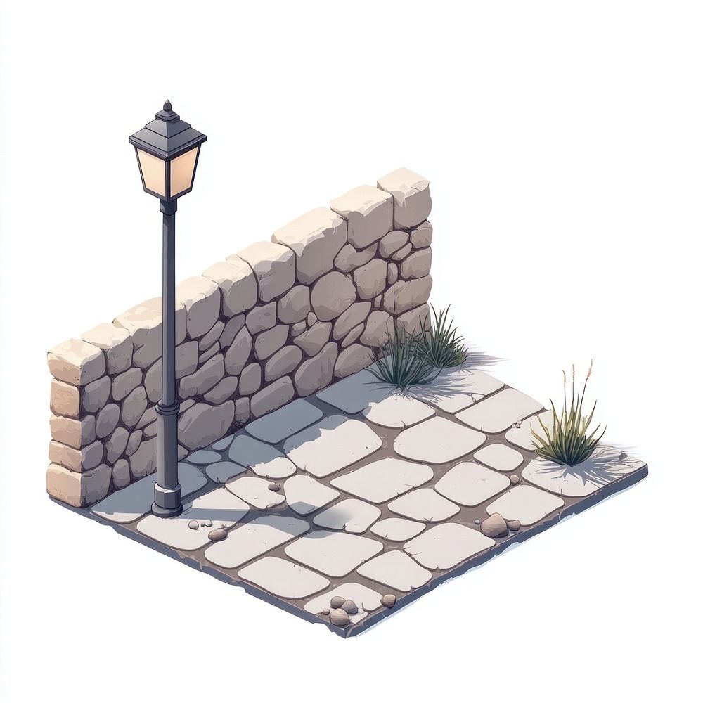 Sidewalk isometric path wall | Free Photo Illustration - rawpixel