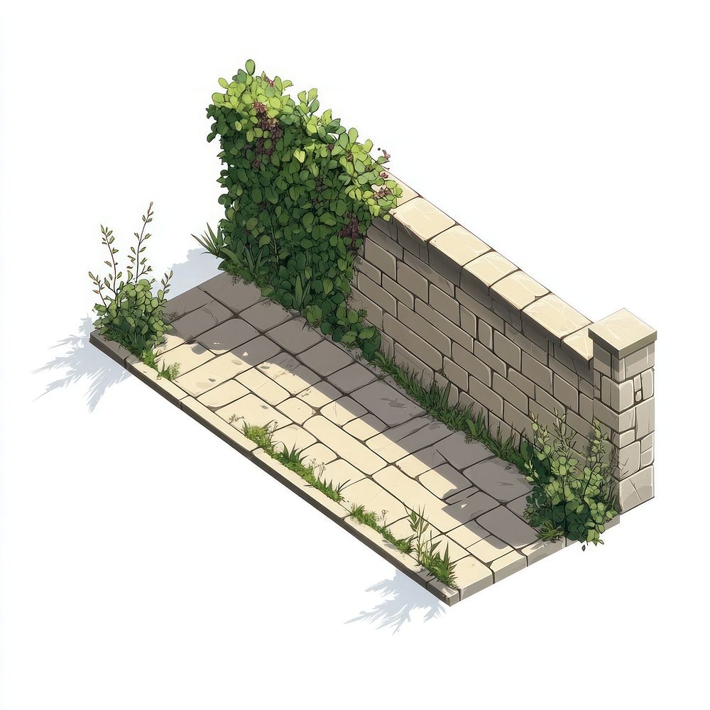 Sidewalk isometric wall illustration. | Free Photo Illustration - rawpixel