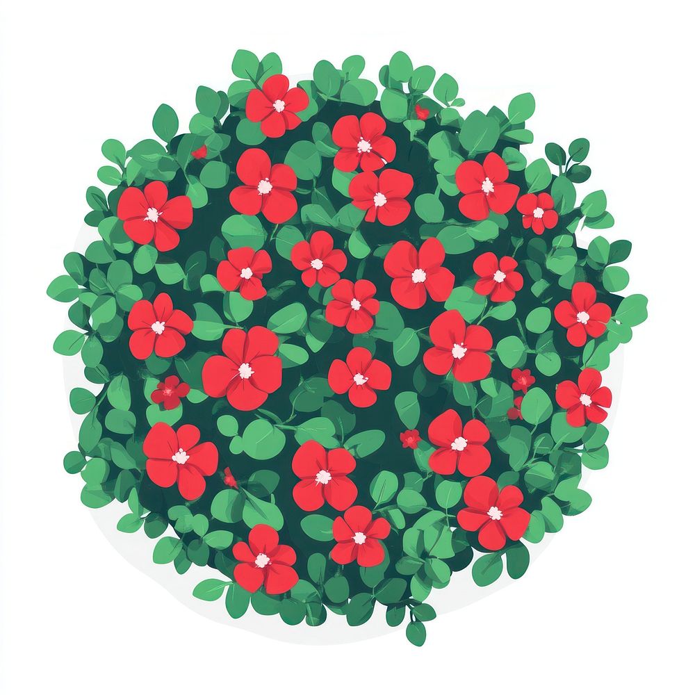 Circular red flower hedges flowers | Free Photo Illustration - rawpixel