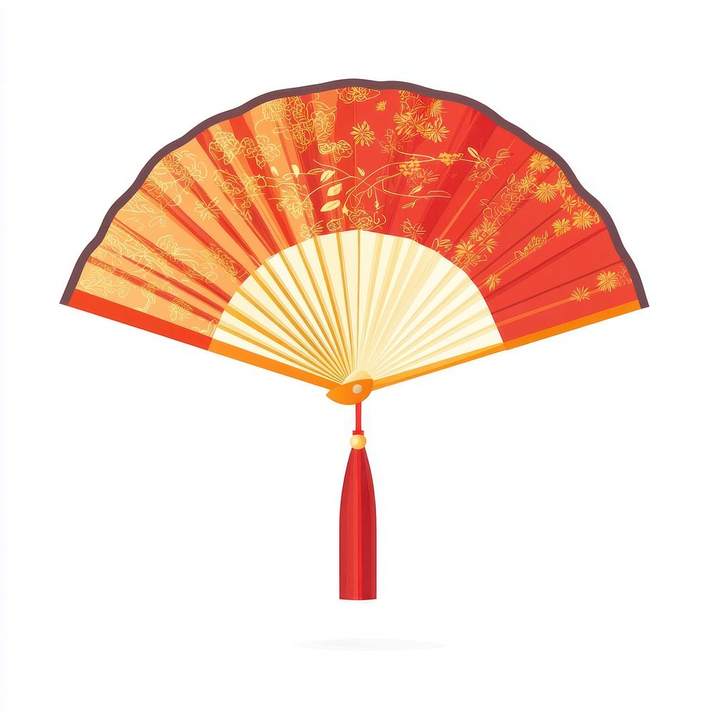 Chinese fan illustration gold art | Free Photo Illustration - rawpixel