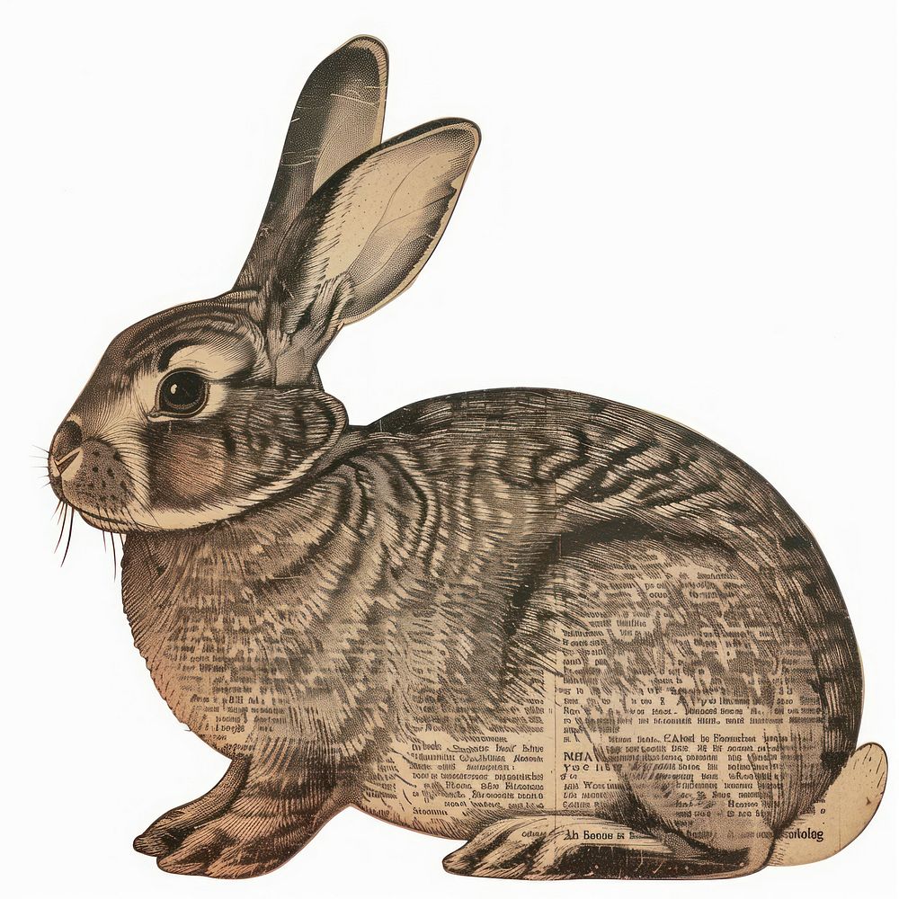 Bunny collage cutout vintage animal | Free Photo Illustration - rawpixel