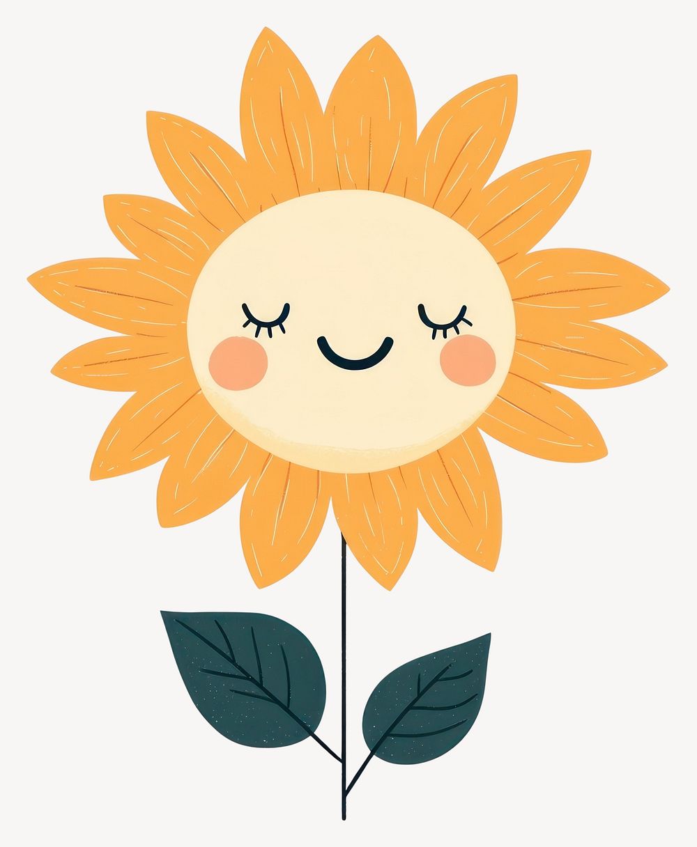 Cute smile sunflower illustration asteraceae | Free Vector - rawpixel