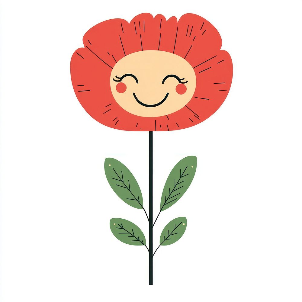 Cute smile poppy flower illustration | Free Photo Illustration - rawpixel