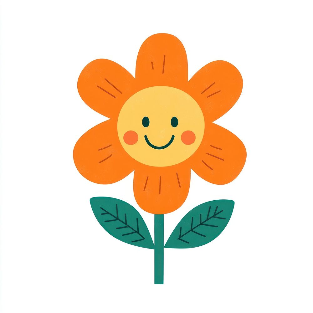 Cute smile flower illustration orange | Free Photo Illustration - rawpixel