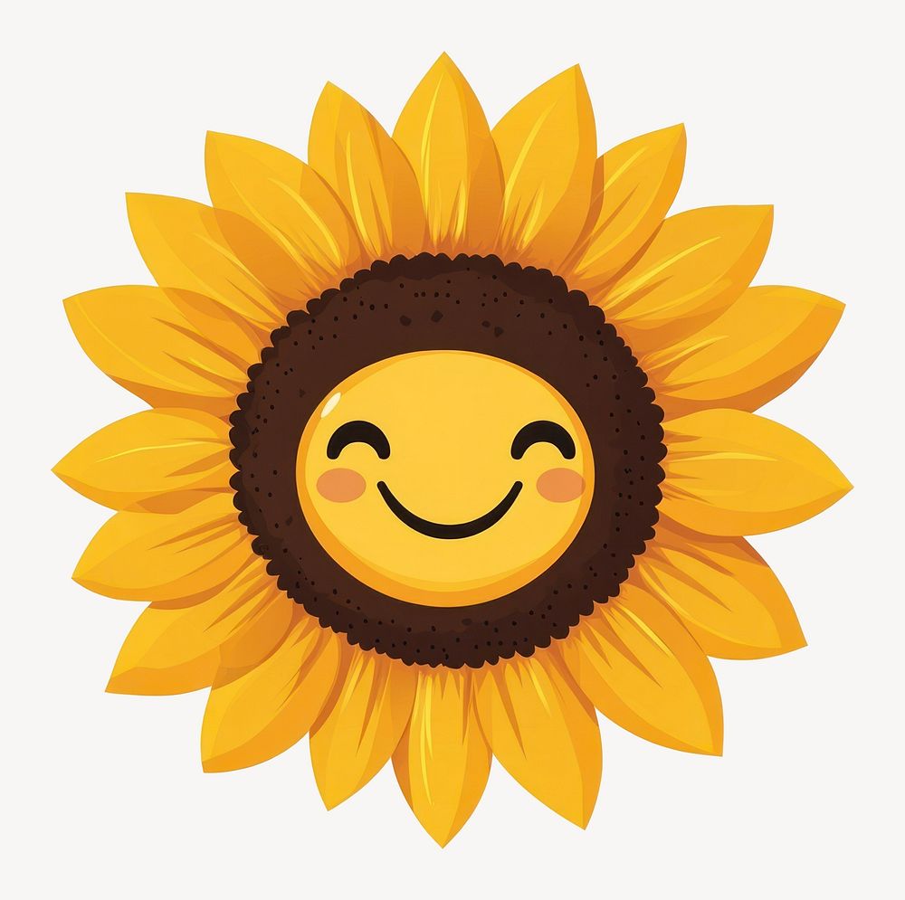 Cute smile sunflower illustration yellow | Free Vector - rawpixel