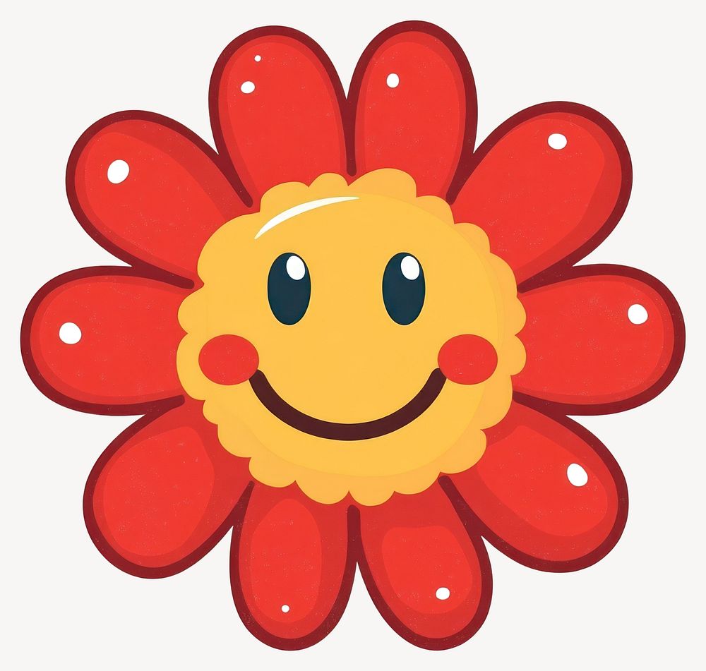 Cute smile flower illustration red | Free Vector - rawpixel