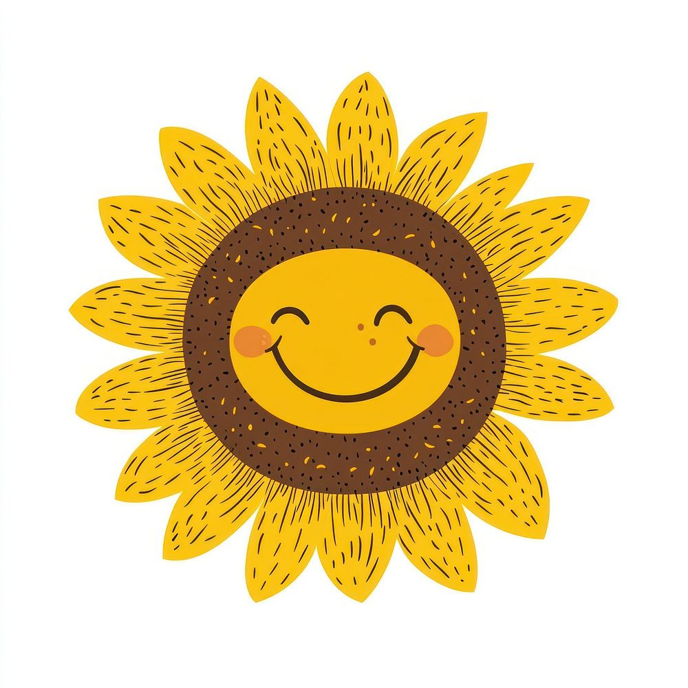 Cute smile sunflower illustration yellow | Free Photo Illustration ...