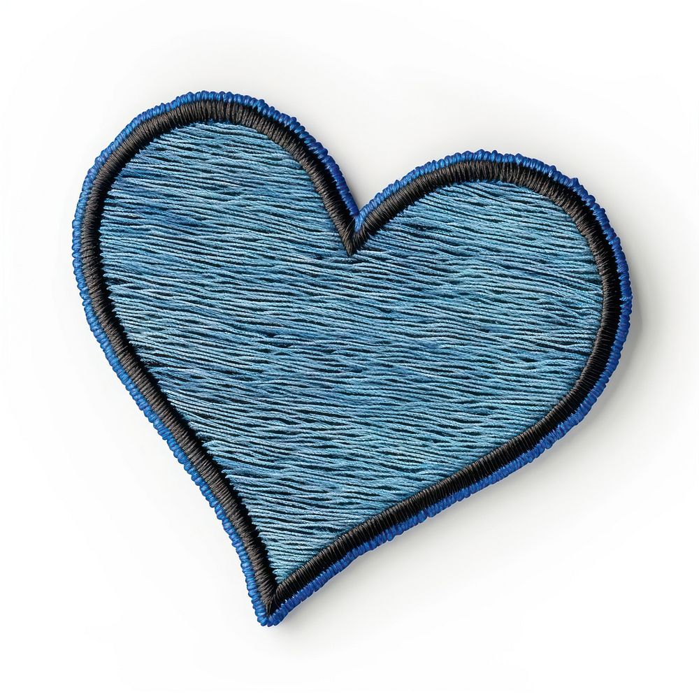 Blue heart-shaped embroidery patch black | Free Photo - rawpixel