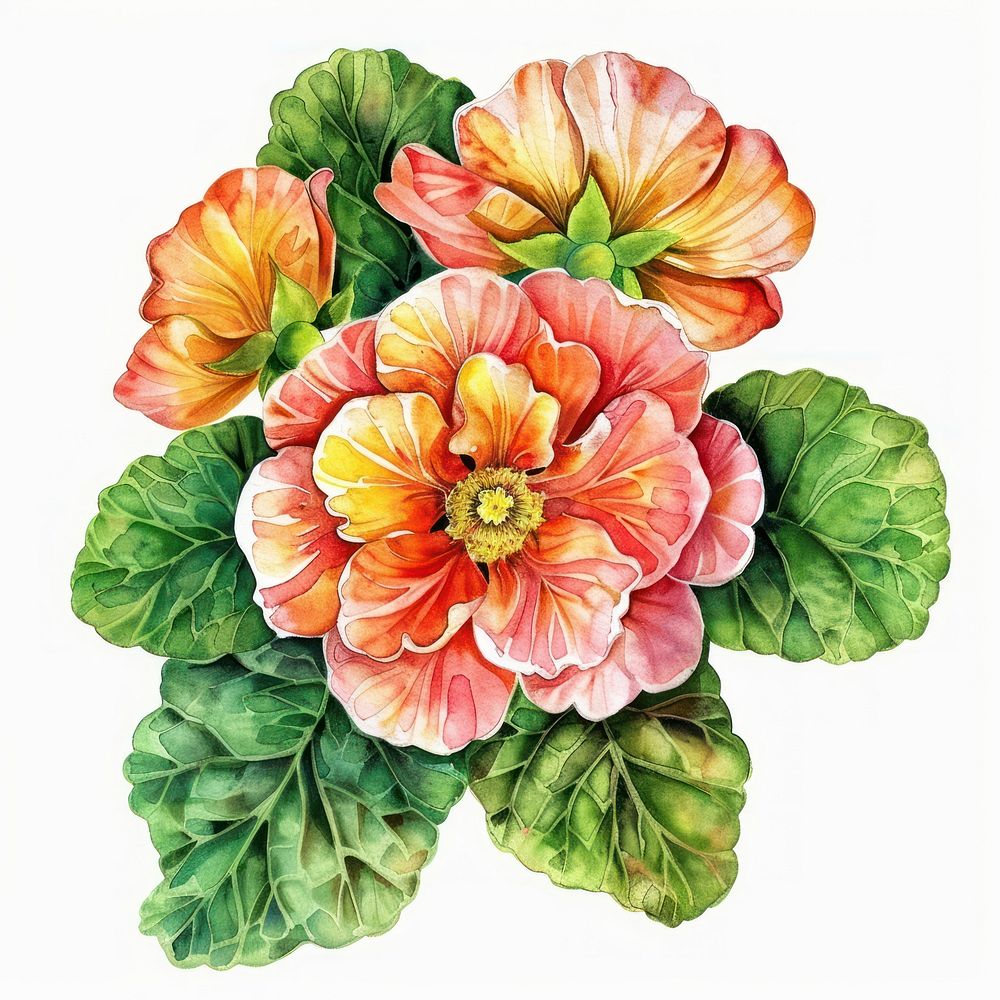 Primroses flower art illustration watercolor. | Free Photo Illustration ...