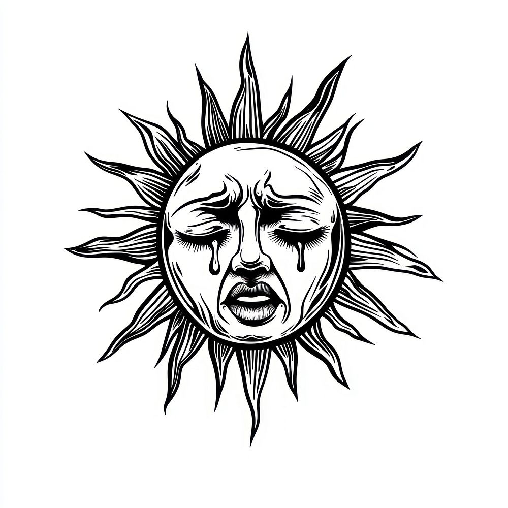 sun crying art illustration black. | Free Photo Illustration - rawpixel