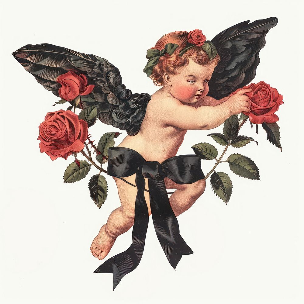 Gothic wedding cupid roses illustration | Free Photo Illustration ...