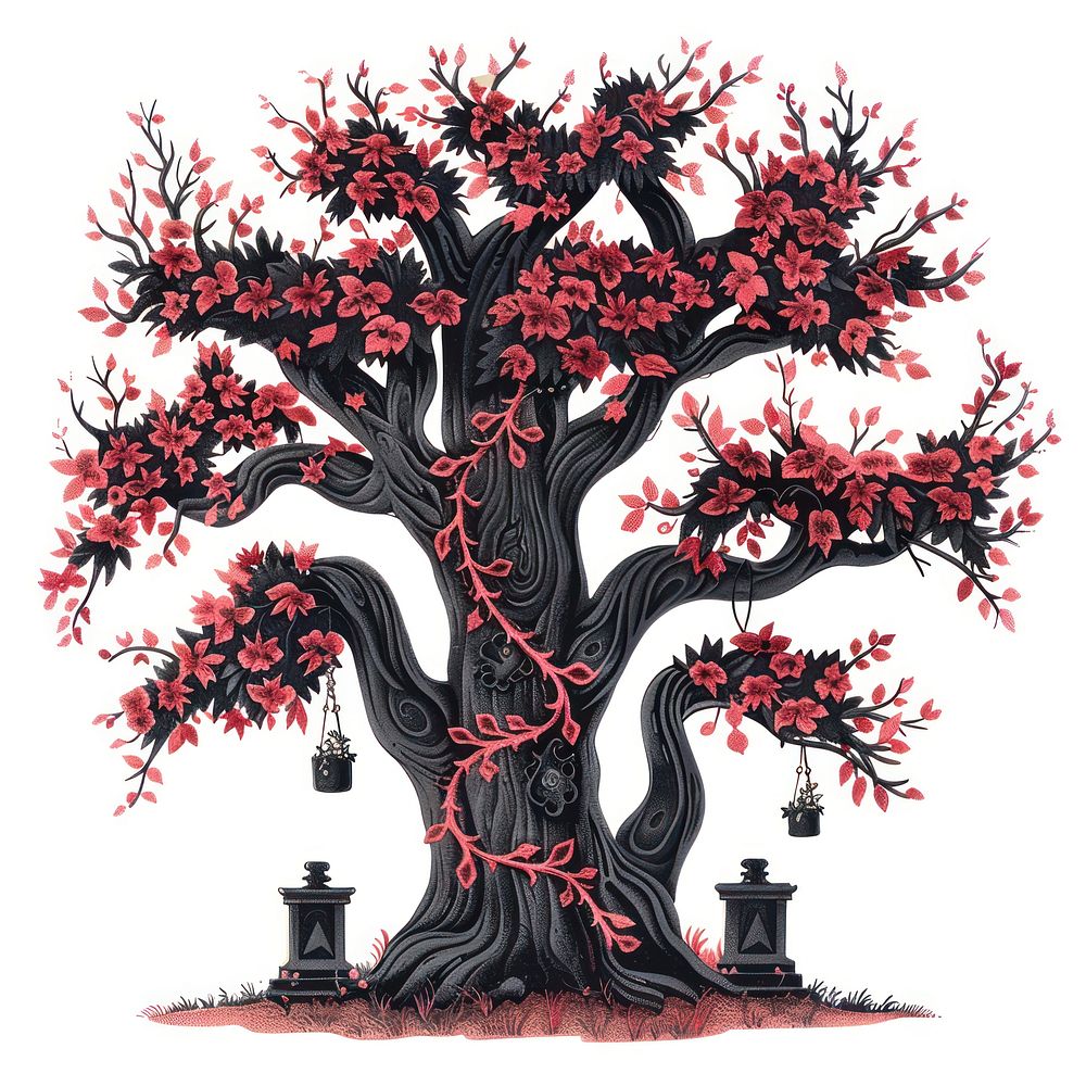 Gothic wedding tree illustration blossoms | Free Photo Illustration ...