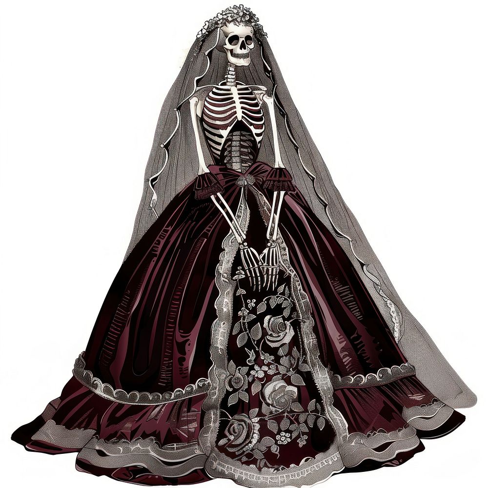 Skeleton wedding dress gothic bride | Free Photo Illustration - rawpixel