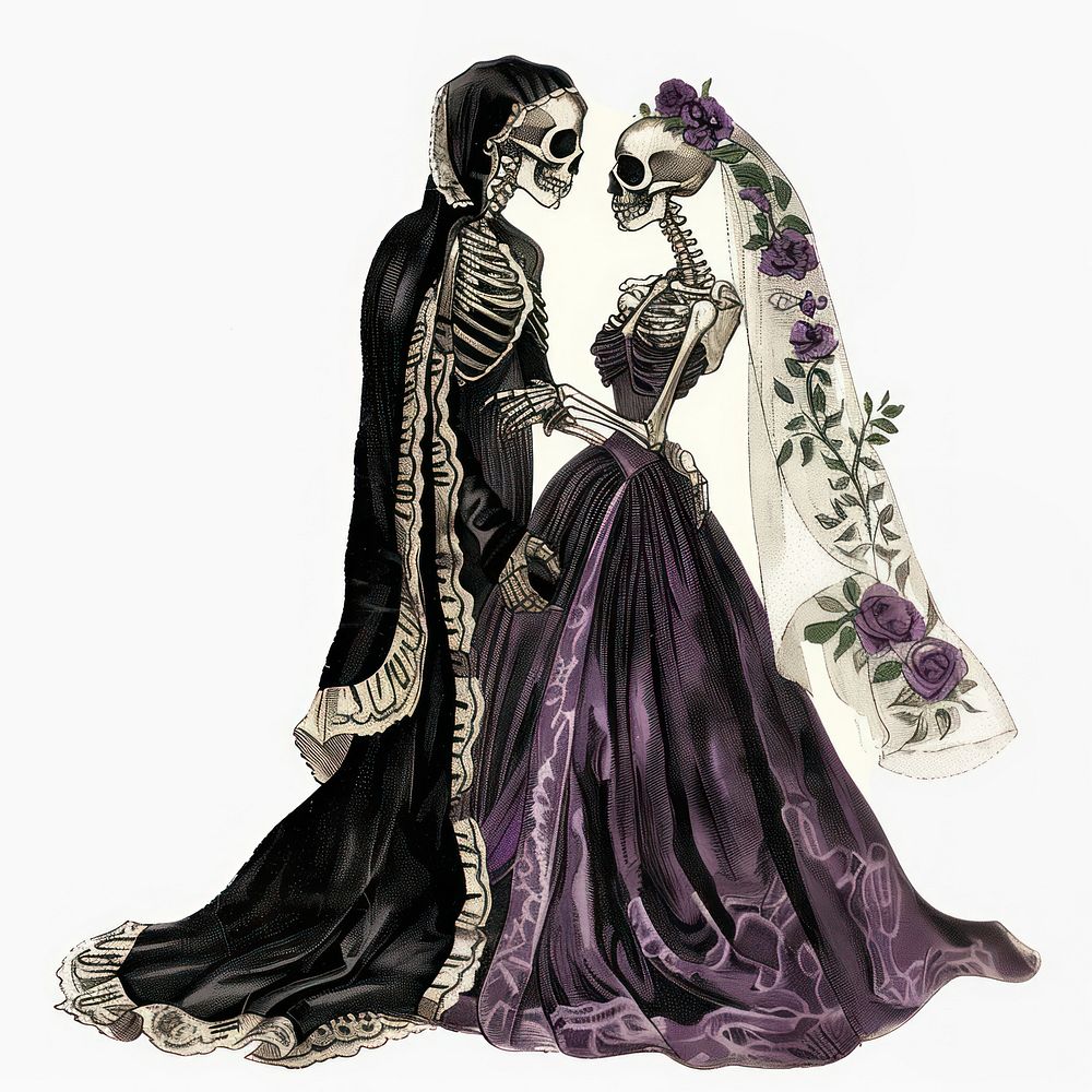 Skeleton wedding dress illustration skeleton | Free Photo Illustration - rawpixel